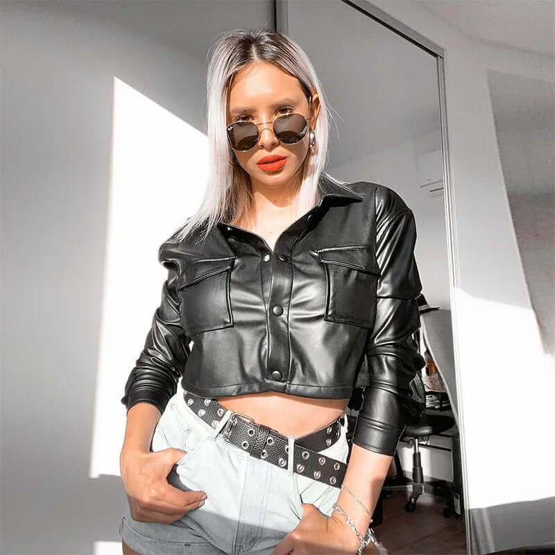 Crop top leather jacket – DESTINY
