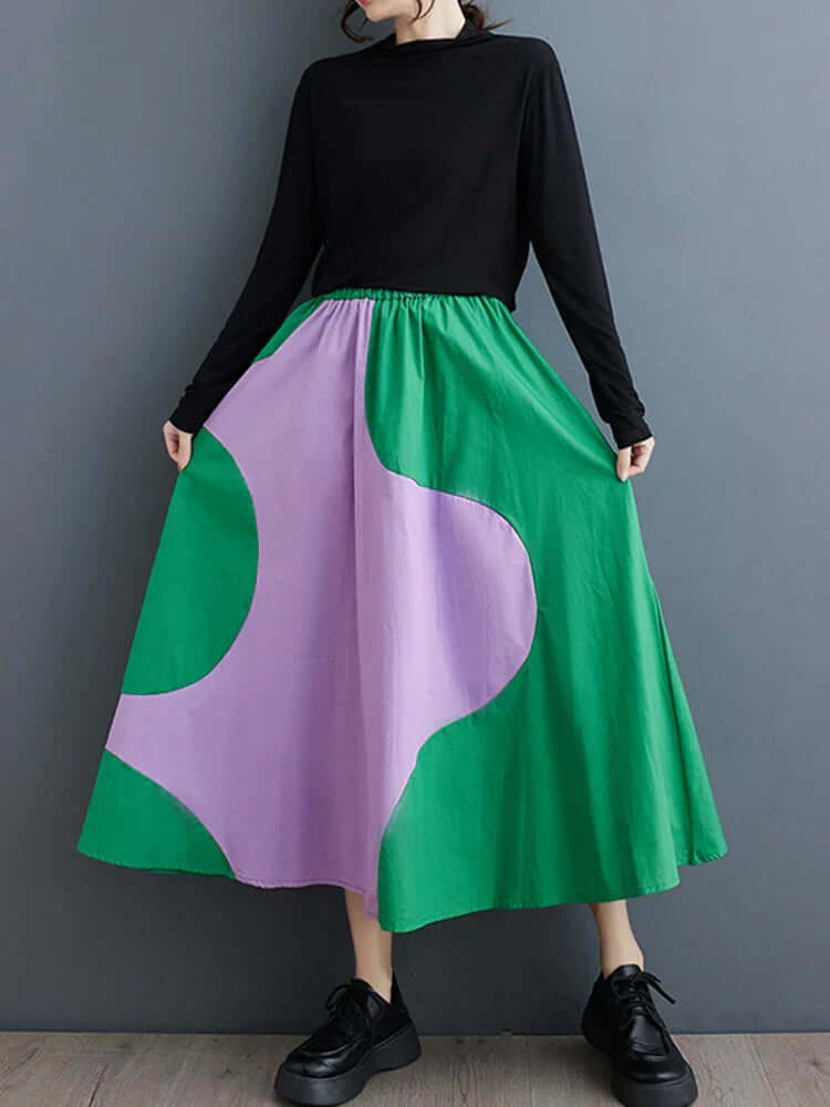 Irregular patchwork skirt in contrasting colour – DESTINY