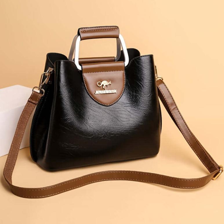 Ava - Elegant two-coloured leather bag – DESTINY